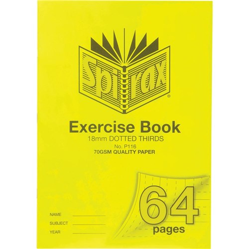 ZAC56116P - Spirax 116 Exercise Book PP A4 18mm Dotted Thirds Margin 64pg - Kookaburra ...