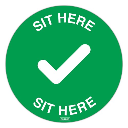 ZBA400146376 - Hygiene Adhesive Sticker - Sit Here Green 200mm Diameter ...