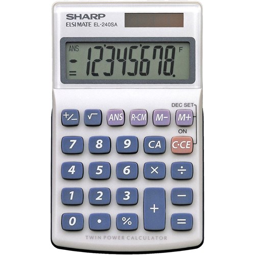 ZKOEL240SAB - Sharp 8 Digit Twin Power Pocket Calculator - Kookaburra ...