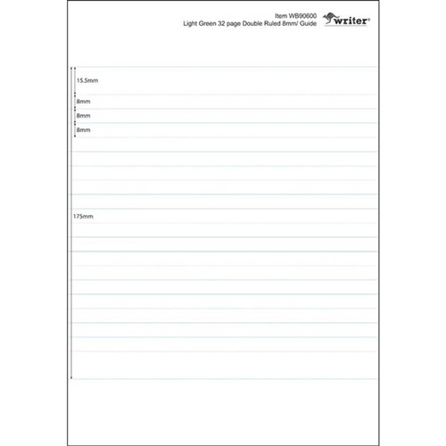 ZNPWB90600 - Student Notebook 8mm Double Ruled/Guide Lime Green 32 pg ...