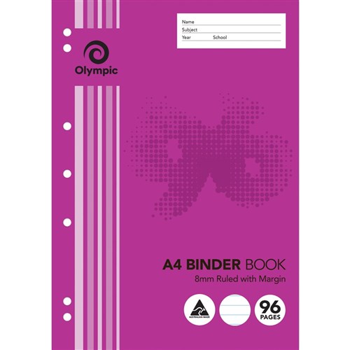 ZSP140832 - Olympic Binder Book A4 8mm Ruled + Red Margin 96pg ...