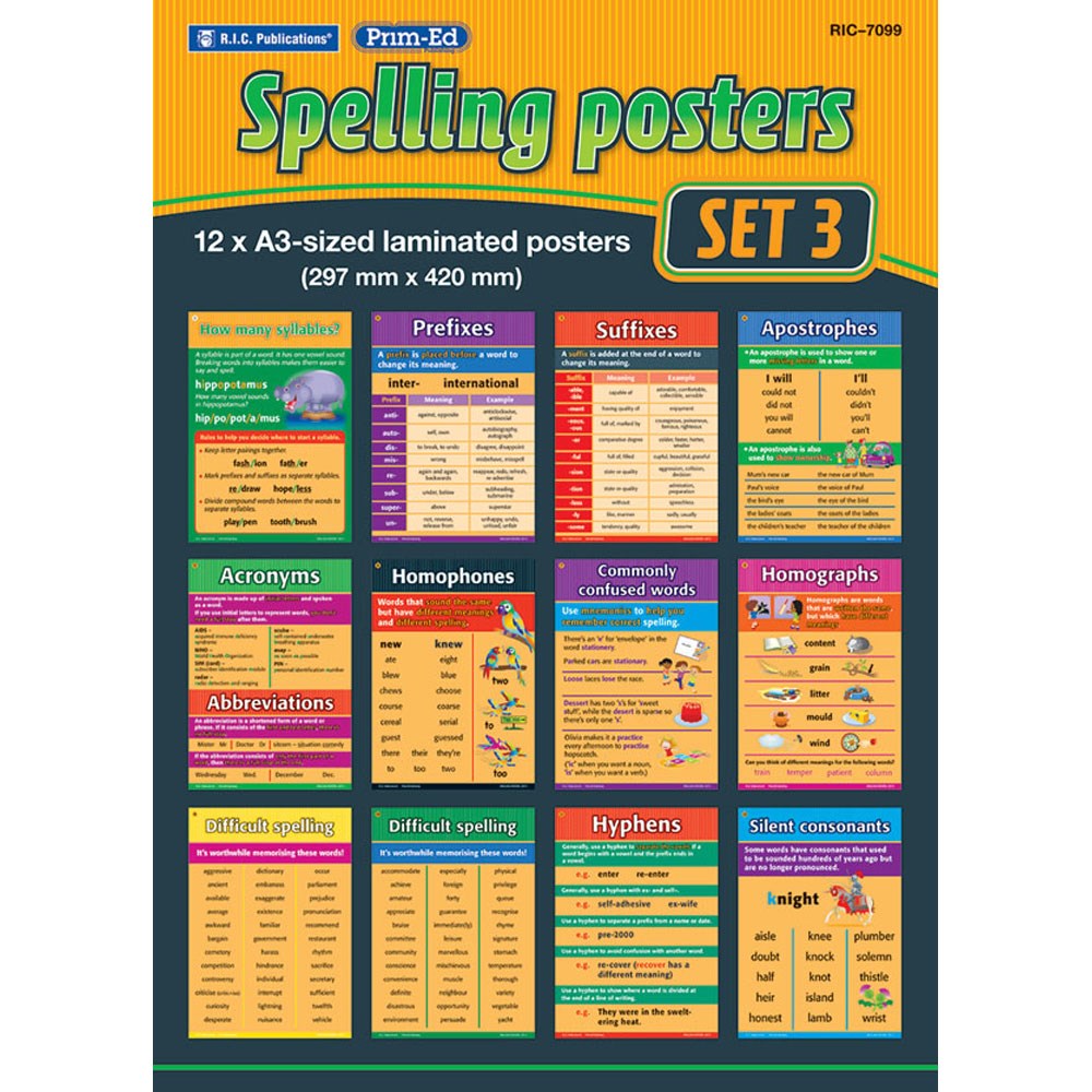 9321862005851 - Posters A3 - Spelling Rules Set 3 RIC-P7099 ...