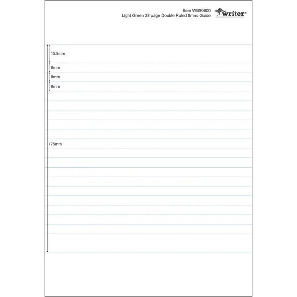 ZNPWB90600 - Student Notebook 8mm Double Ruled/Guide Lime Green 32 pg ...